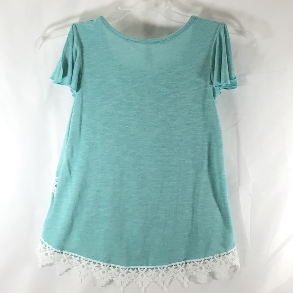 Beautees | Shirts & Tops | Girls Blouse Sage Color Lace Bling Flutter ...